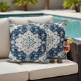 Abstract Boho Pillow Covers 2 Pack Vintage Deep Blue Beige Botanical ...