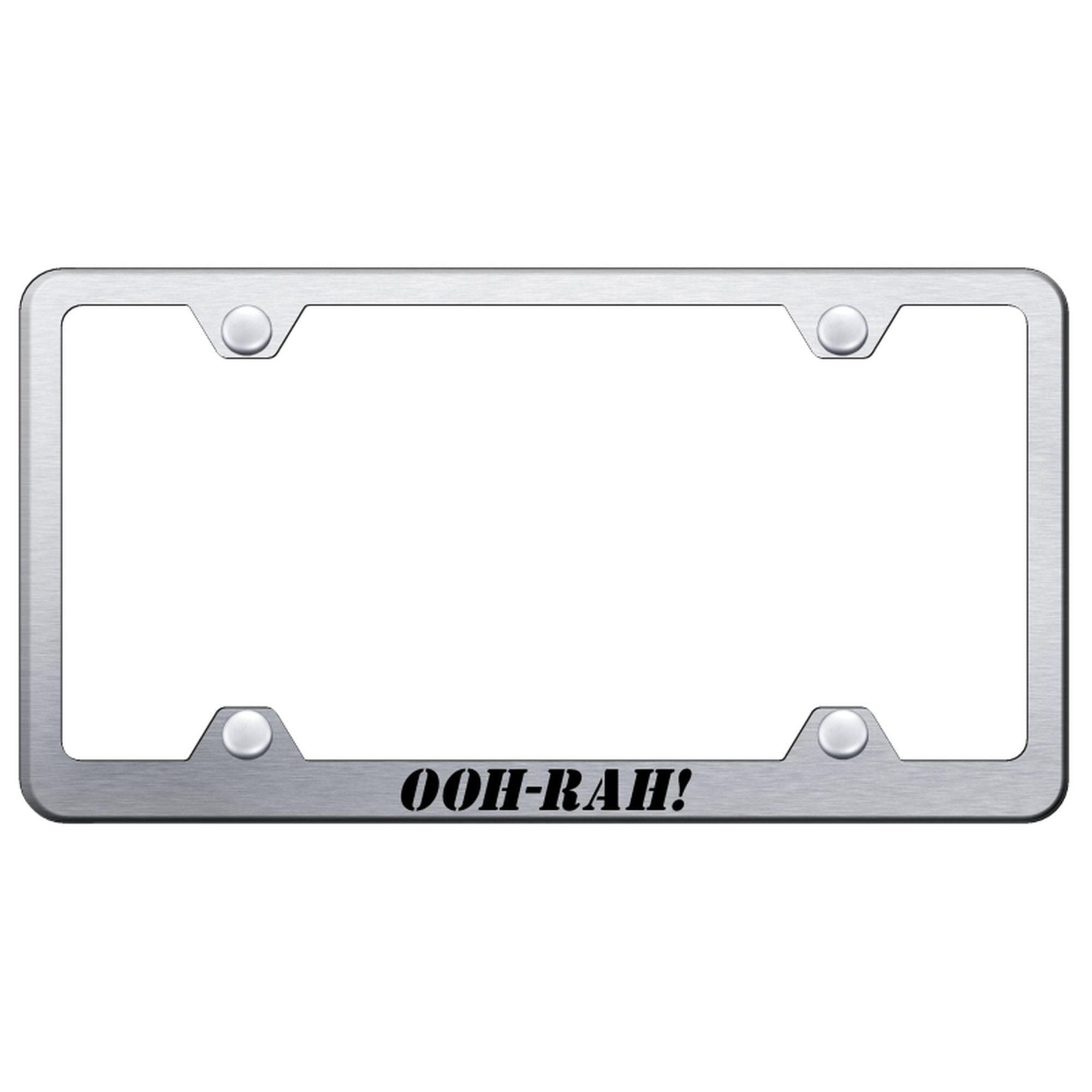 OOH-RAH! Stainless Steel Wide Body License Plate Frame (Brushed Chrome ...