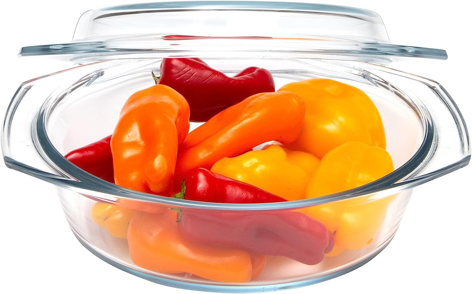 Simax Casserole Dish with Lid Microwave & Oven Safe Round Glass ...