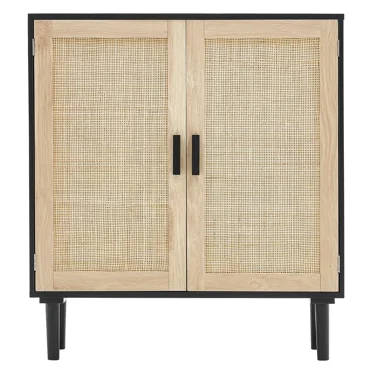 Homfa Rattan Cabinet with Doors, Tall Storage Cabinet with 2 Drawers ...