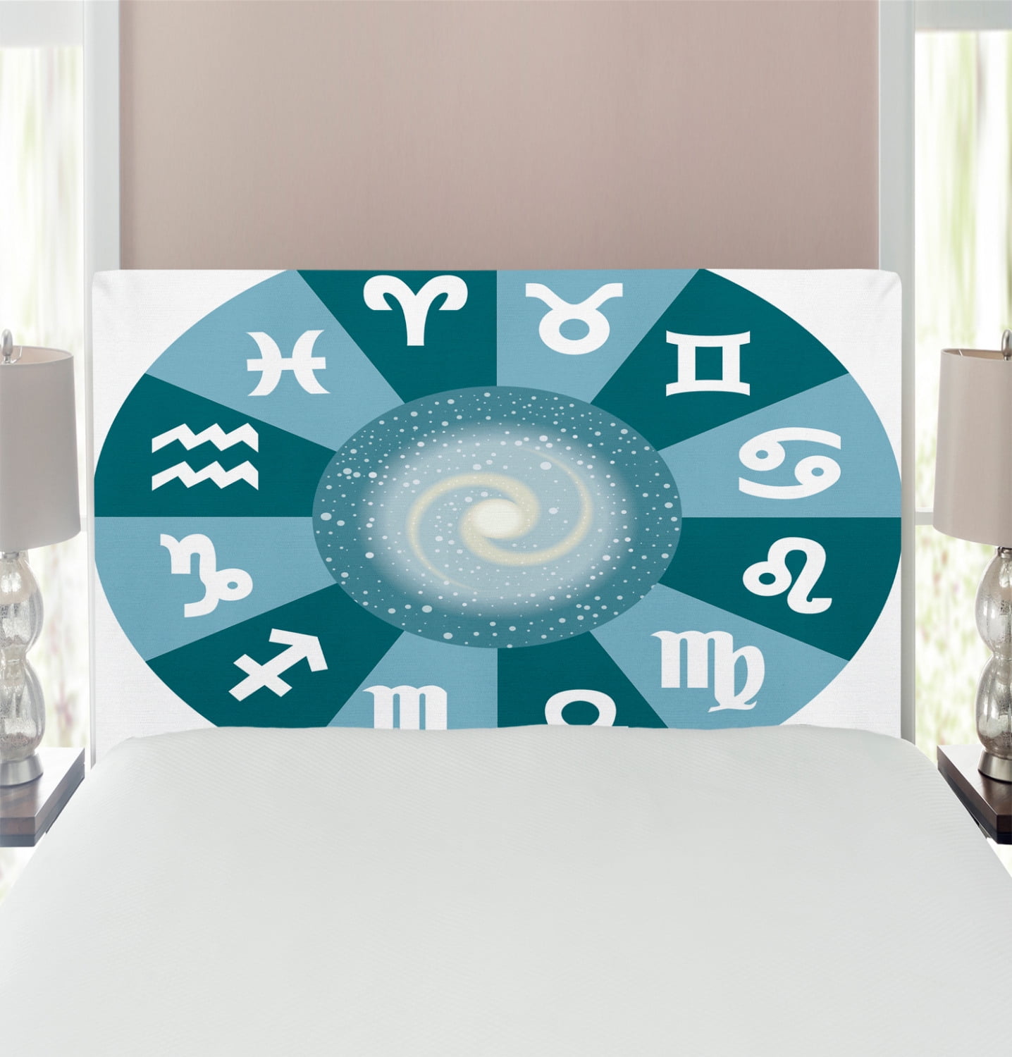 Zodiac Headboard, Illustration with Signs Set and Outer Space Universe ...