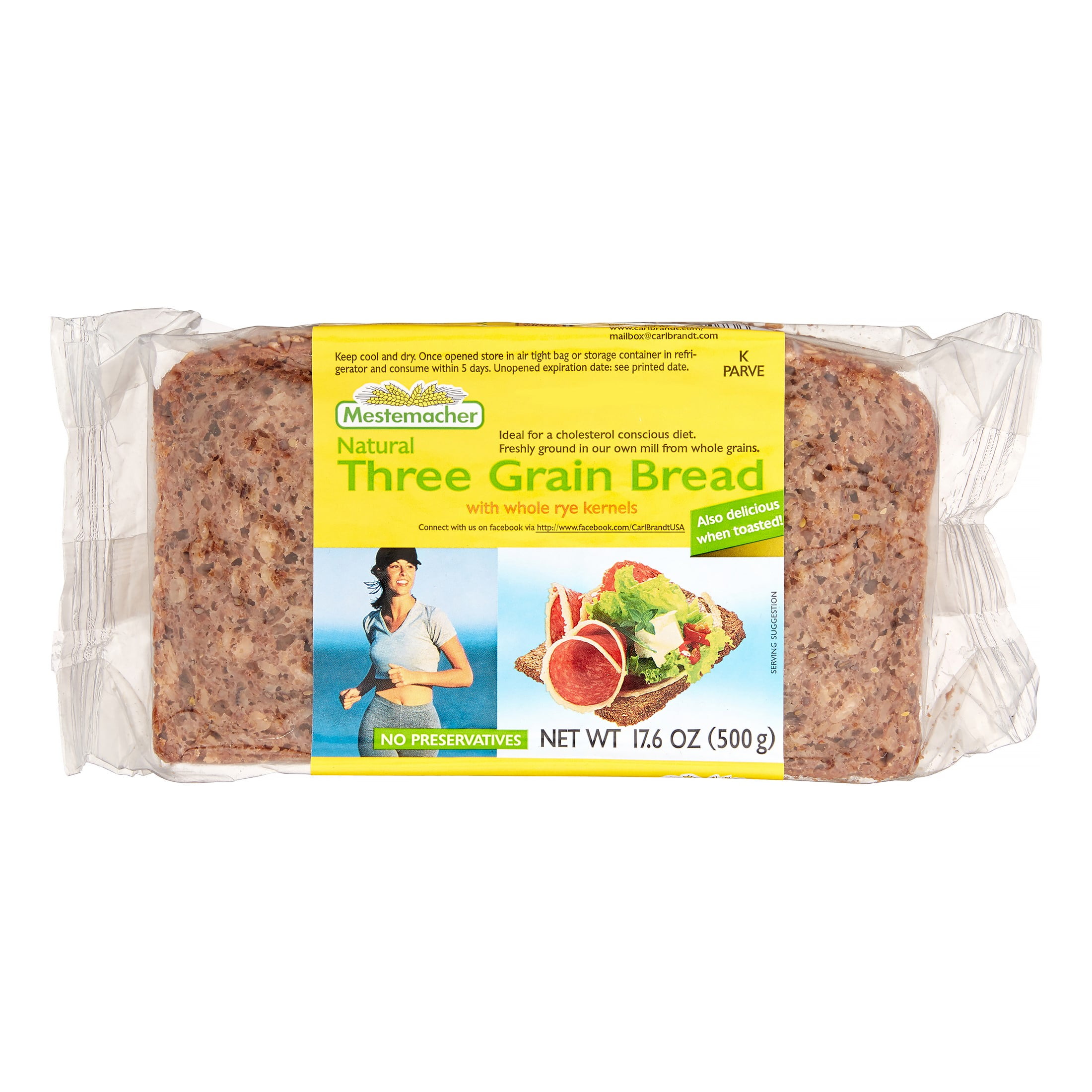 Mestemacher Natural Three Grain Bread, 17.6 Oz - Walmart.com - Walmart.com