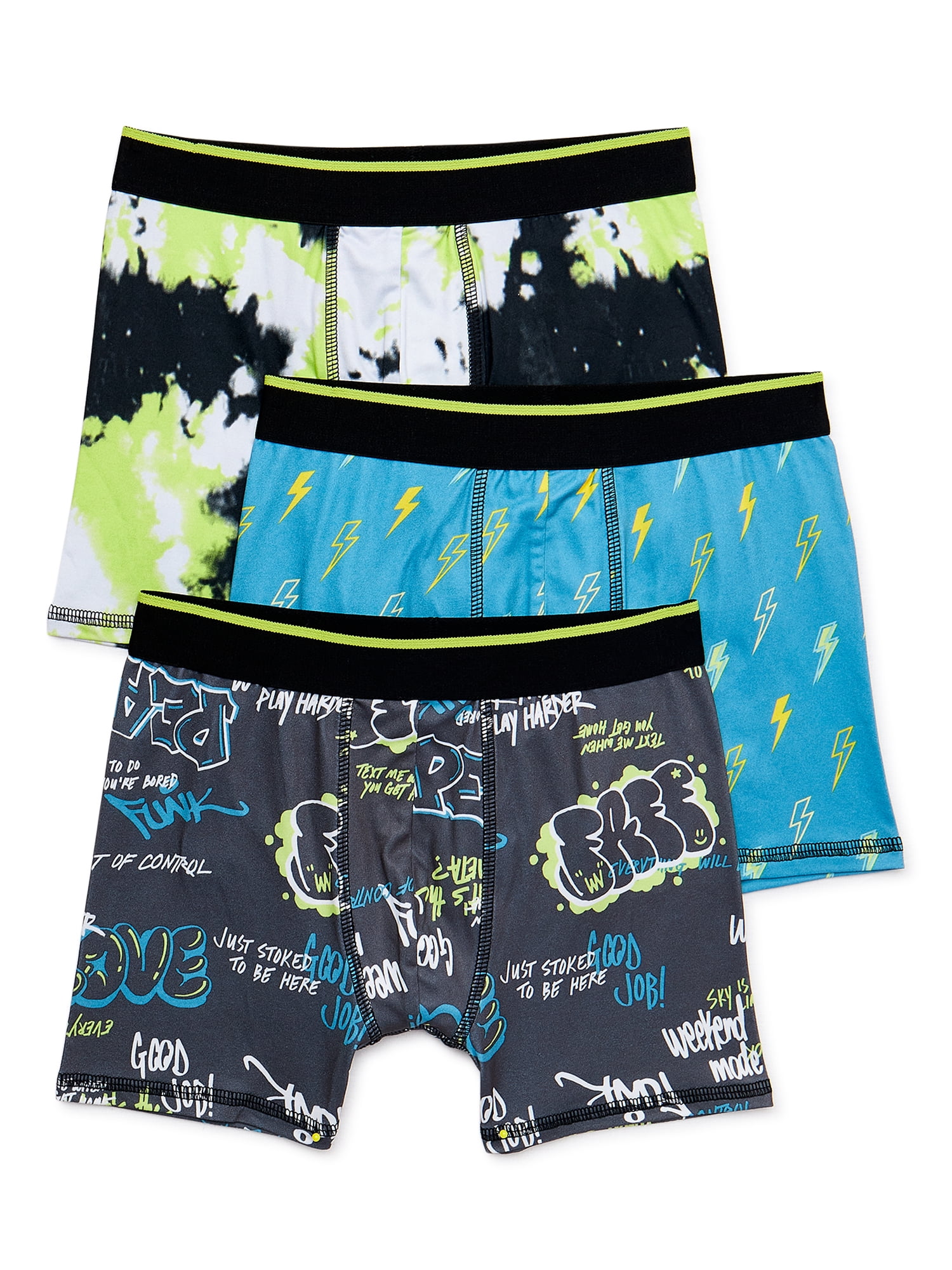 Wonder Nation Boys Boxer Brief Graffiti Underwear, 3-Pack, Sizes S-XL ...