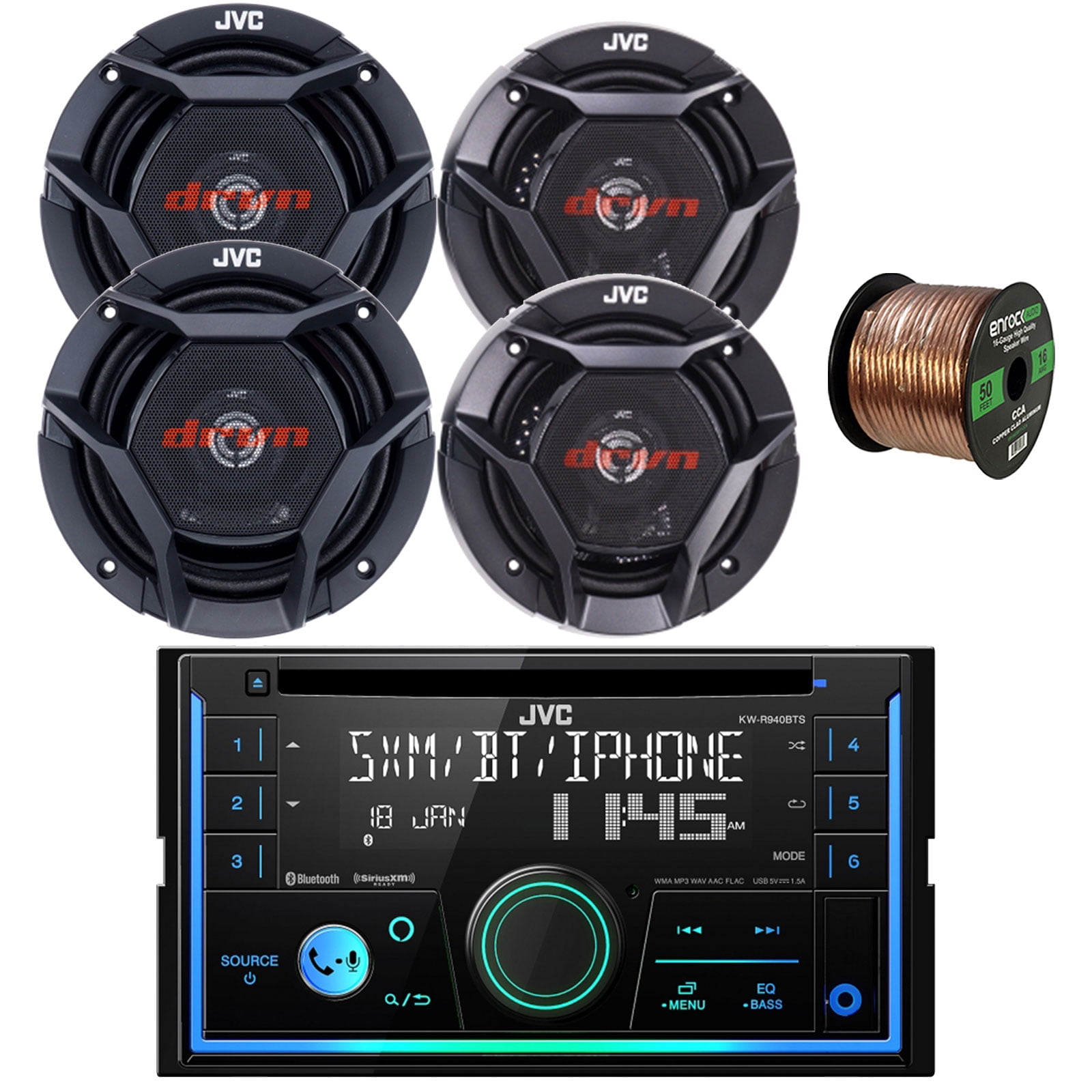 JVC KW-R940BTS Double DIN Bluetooth USB AUX AM/FM Stereo CD Player ...