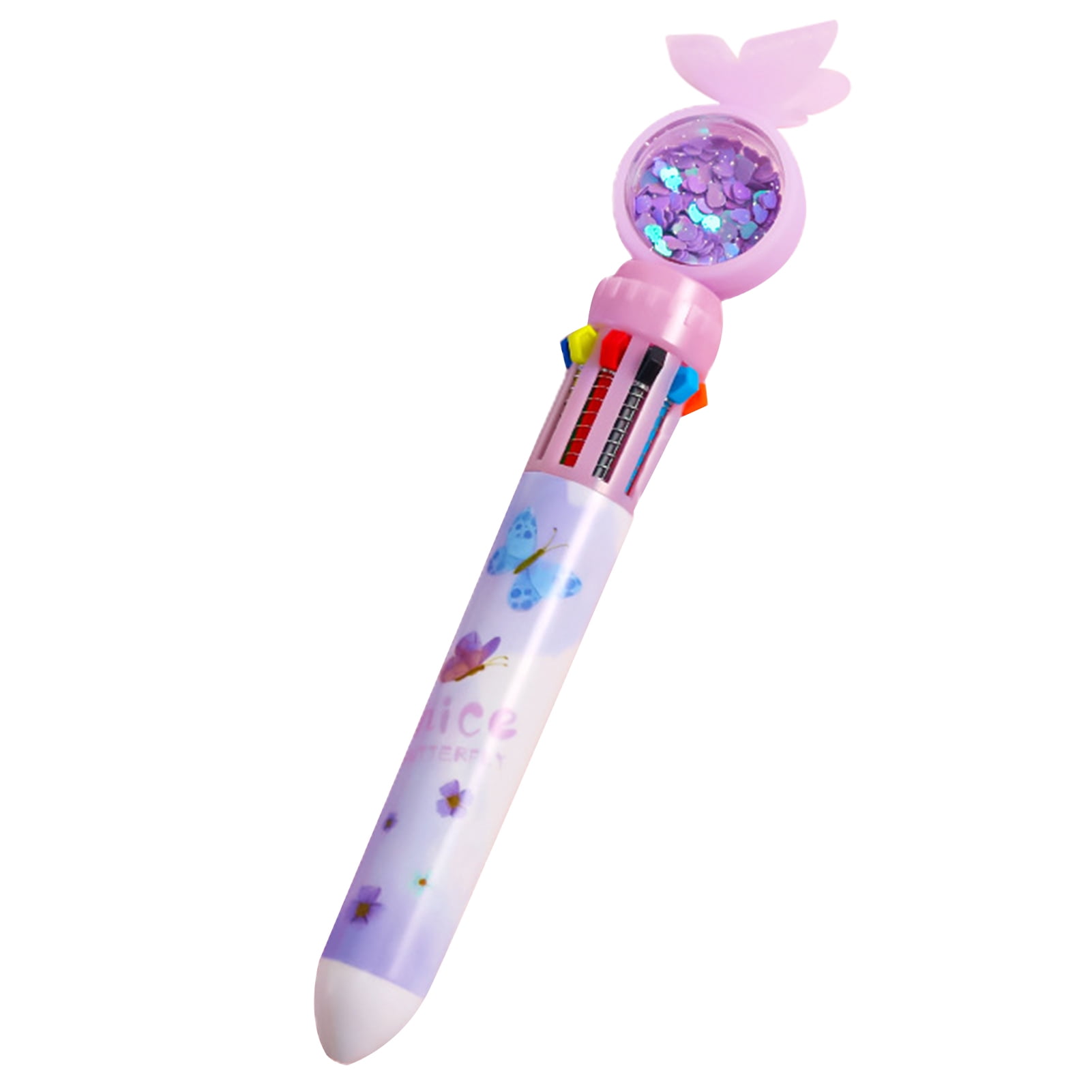 10-Color Butterfly Ballpoint Pen Student Sequins Ten-Color-In-One Press ...