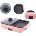 Portable Mini Hot Pot ,2 in 1 Electric Hot Pot BBQ with Grill,Non-Stick Hot Pot and Frying Pan ...
