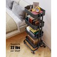 4 Tier Metal Rolling Utility Cart with 2 Lockable Wheels and Mesh ...