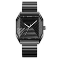AOMXGD Faceted Quartz Watch Stainless Steel Pointer Wristwatch ...