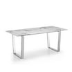 Camila Modern Marble Top Dining Table with Wide Wood Base, Rectangle Kitchen Table - Walmart.com