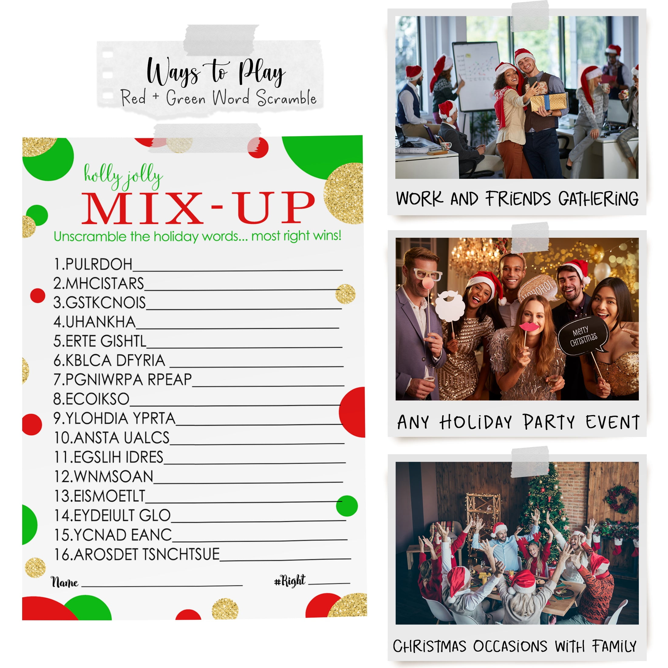 Buy Christmas Word Scramble Game Cards 25 Pack Unscramble Activity for ...