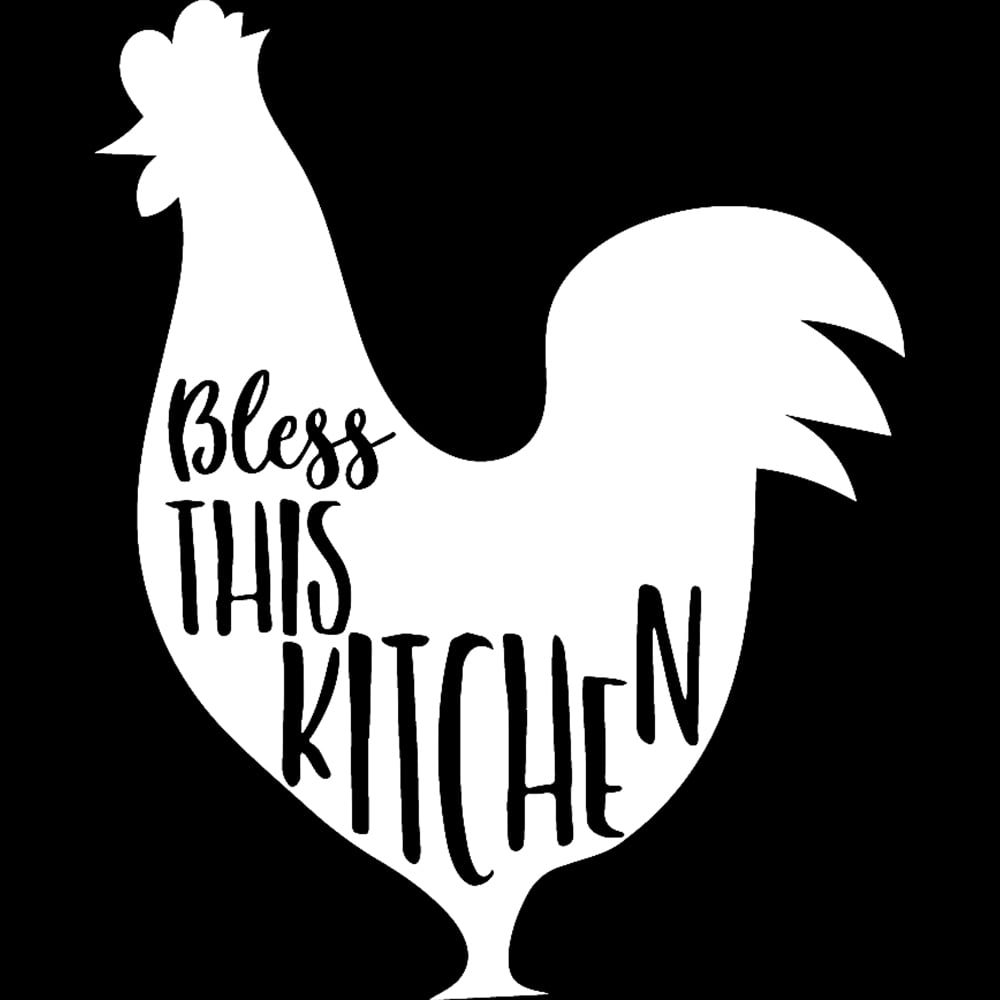 Transparent Decal Stickers Of Chicken Bless This Kitchen (White ...