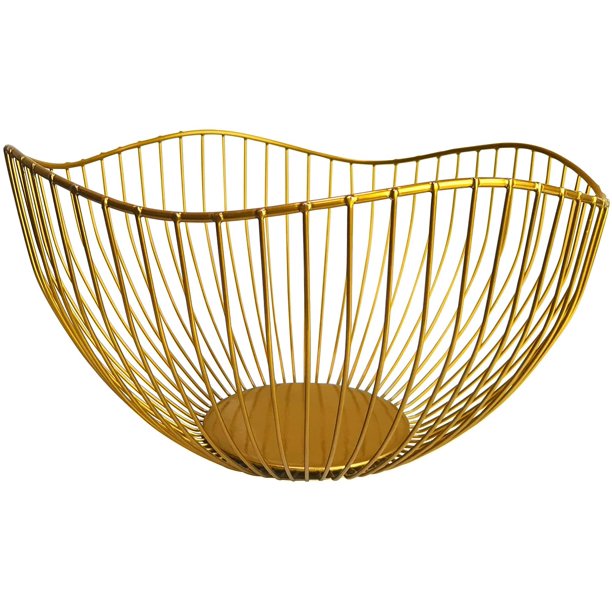 Wire Fruit Basket Gold Fruit Bowl For Kitchen Counter Wave Fruit Basket ...