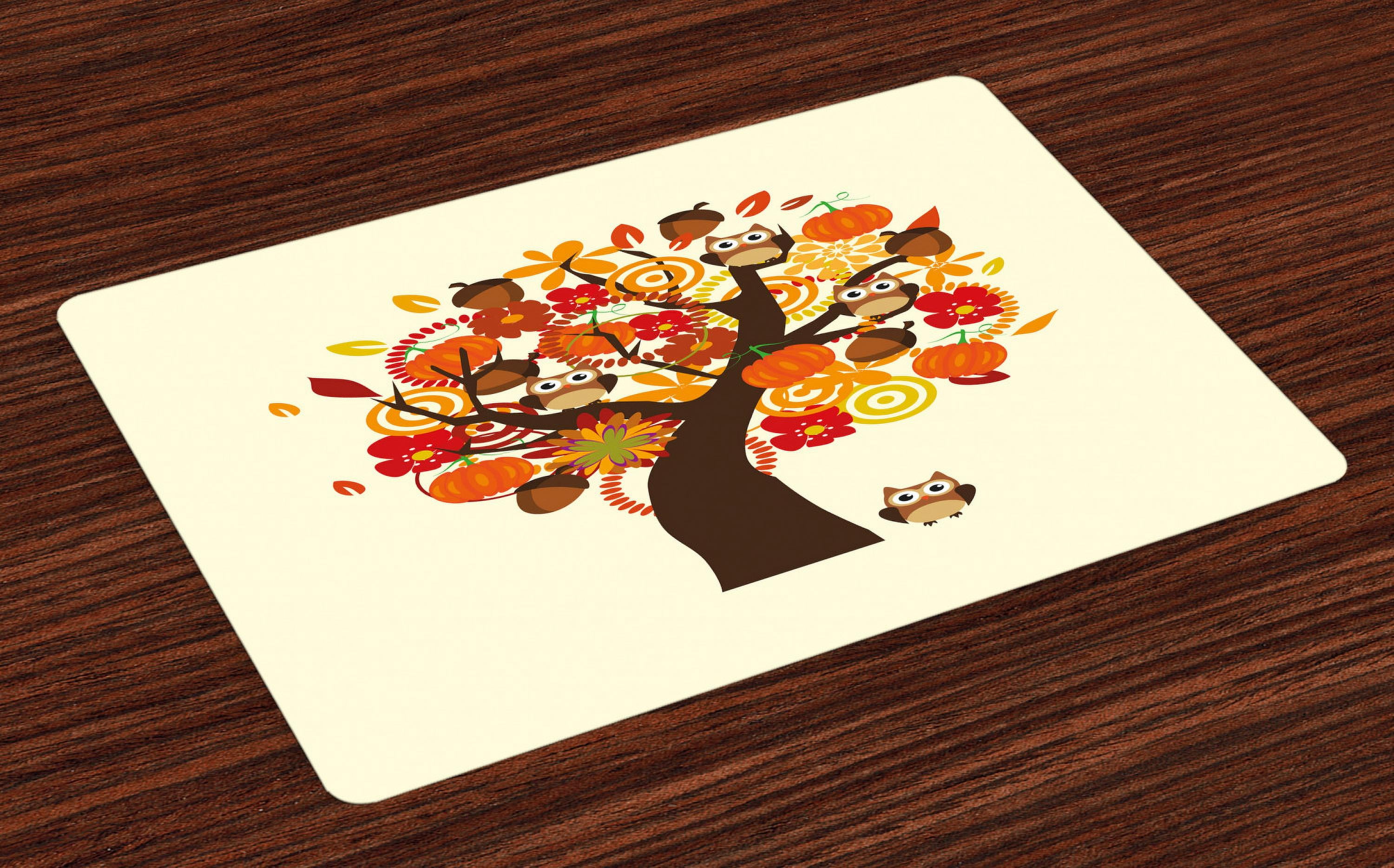 Ambesonne Thanksgiving Place Mats Set of 4, Abstract Tree, Standard ...