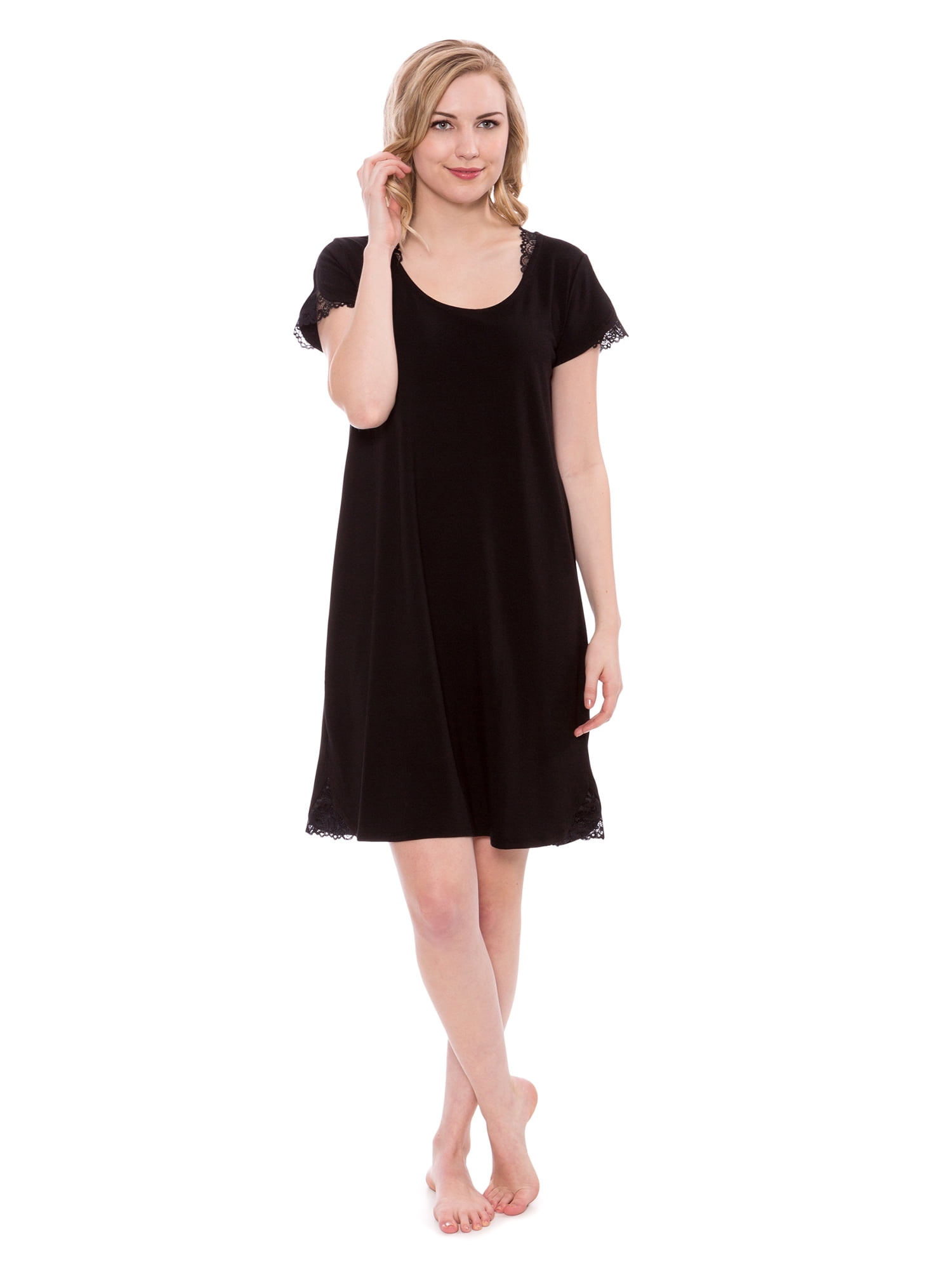 Women's Jersey Nightgown with Lace - Delicate Night Dress by Texere ...
