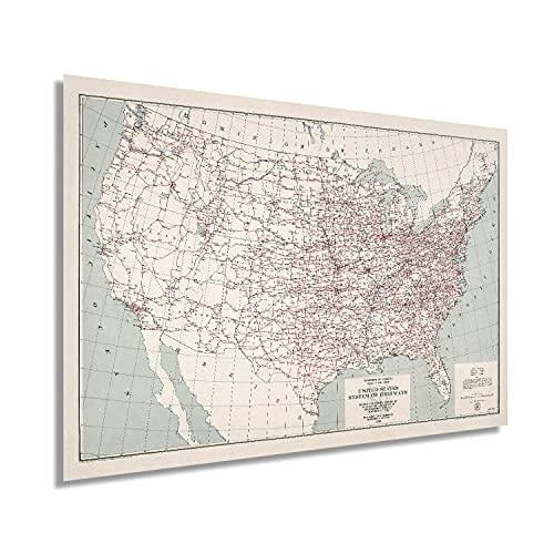 HISTORIX 1950 Map of United States System of Highways Vintage Poster ...