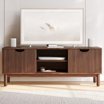 Low Profile Fluted TV Stand - Mid Century Media Console - Living Room Furniture (Walnut Finish ...