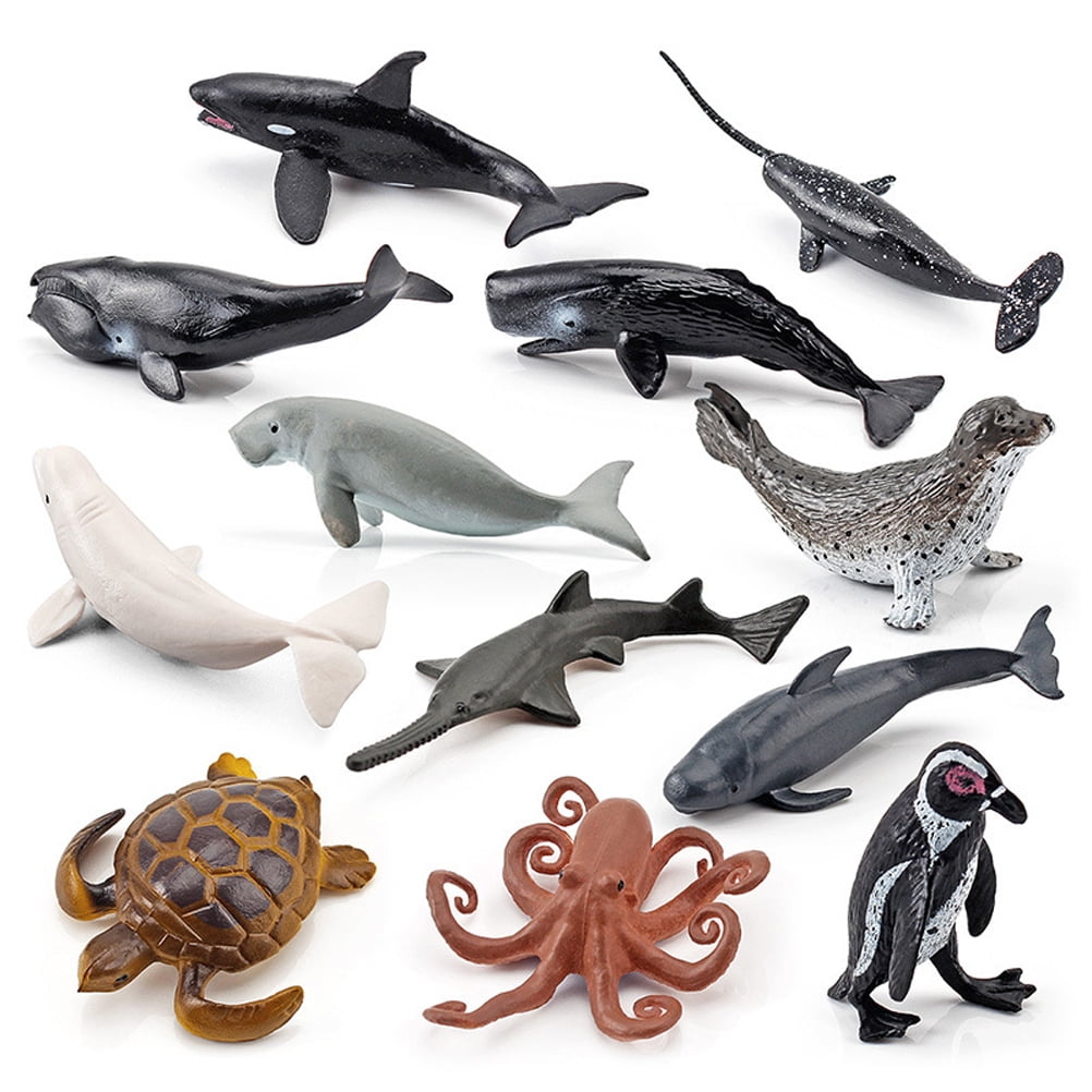 Bestope 12PCS Mini Sea Creatures Toys for Kids Plastic Sea Animals Doll ...