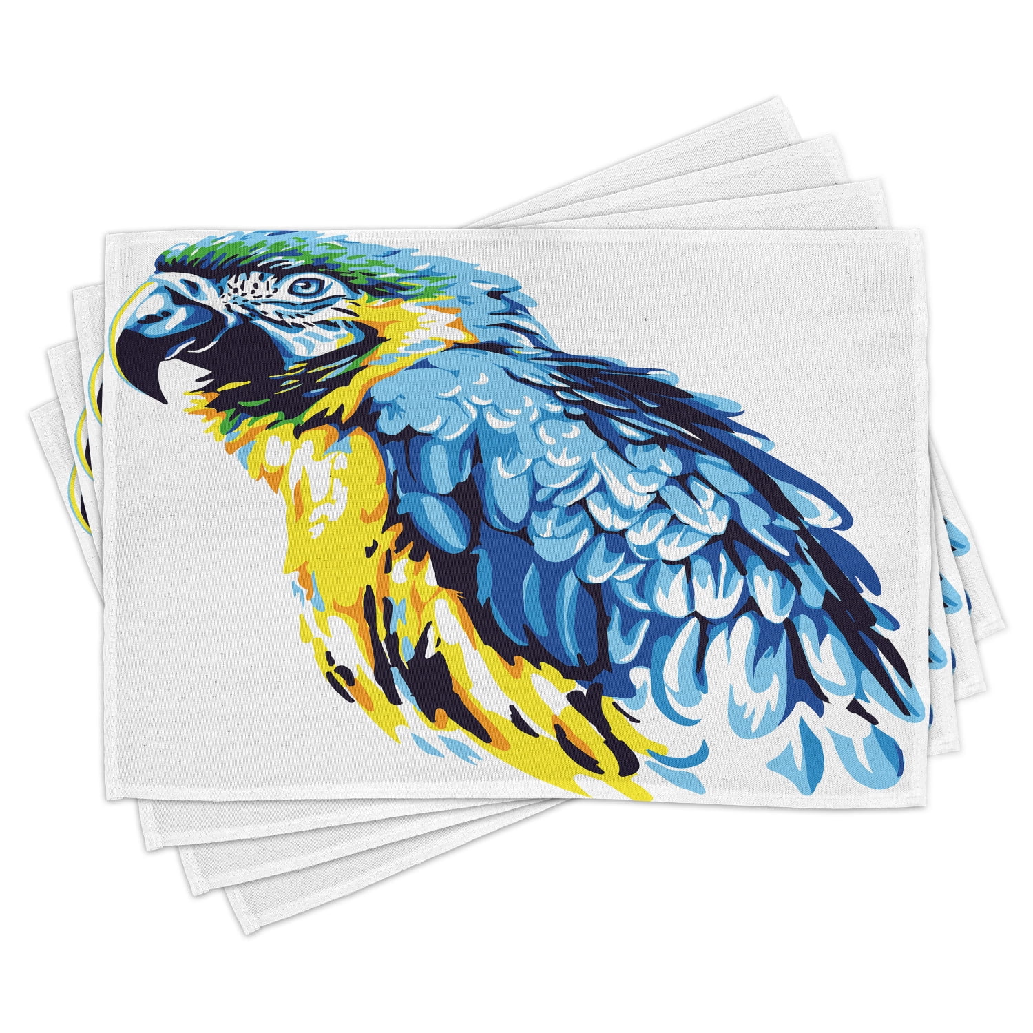 Ambesonne Animal Place Mats Set of 4, Exotic Parrot Painting, Standard ...