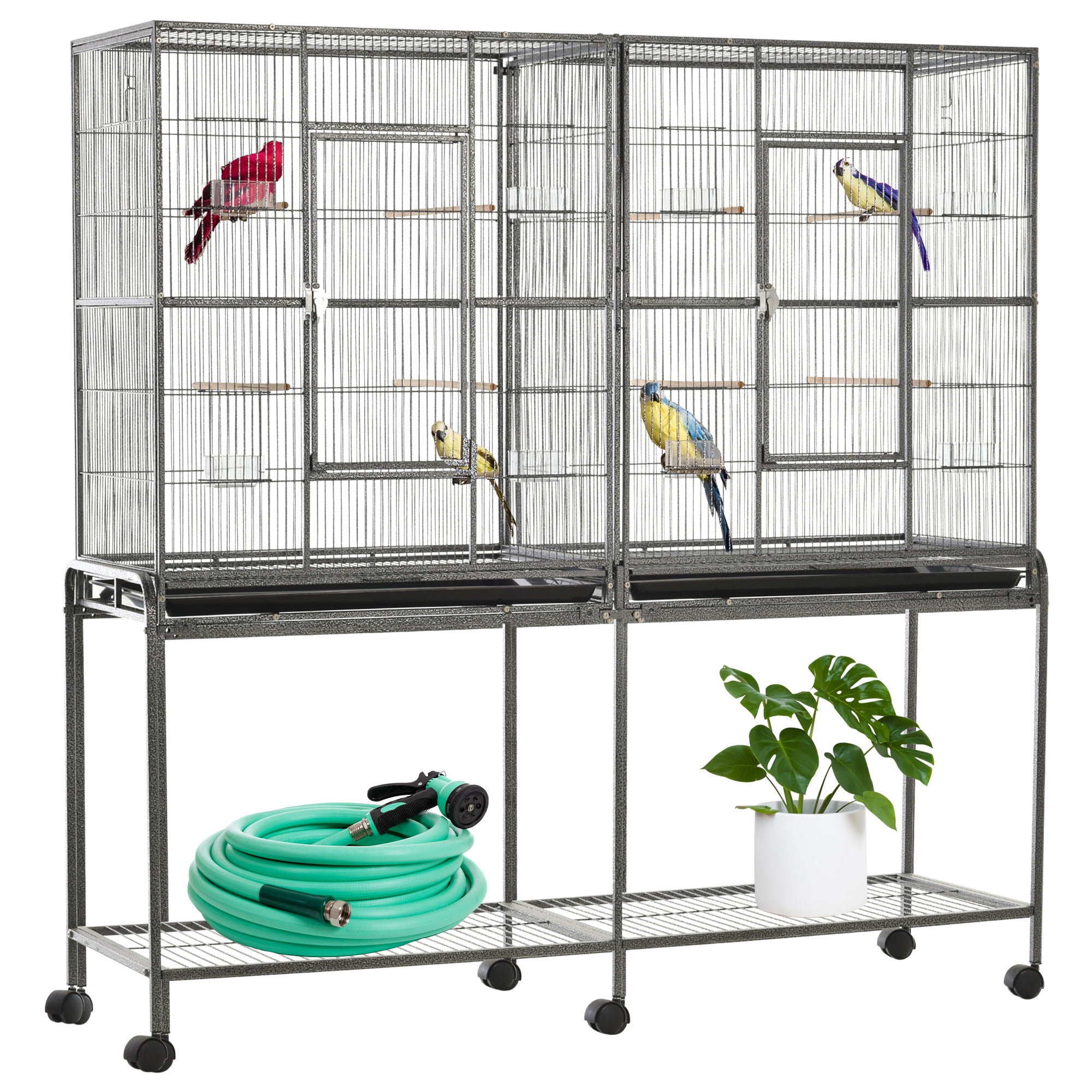Pawhut 64 Extra Large Bird Cage  Rolling Metal Parrot Cage 62.8 X 18.9 X 64.2