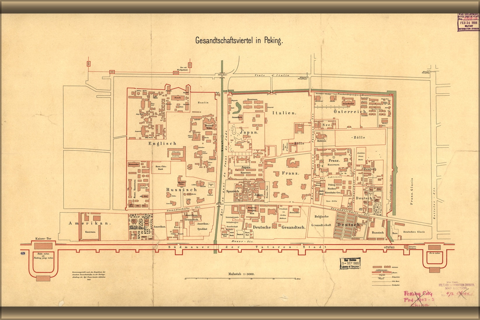 24"x36" Gallery Poster, map of embassies in beijing china 1903 in ...