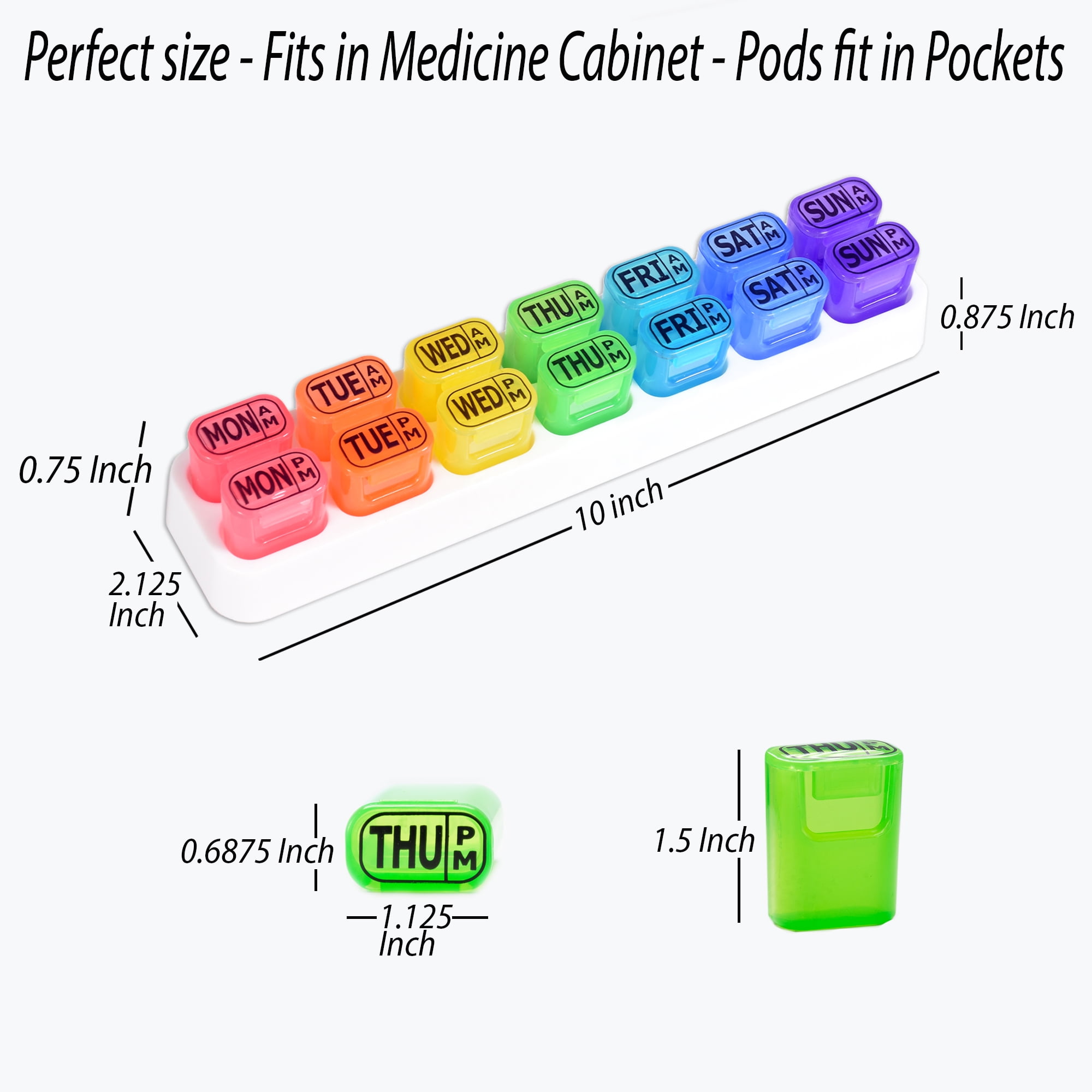 Buy GMS 7 Day AM/PM Pill Organizer, Weekly Pill Reminder with Pop Out ...
