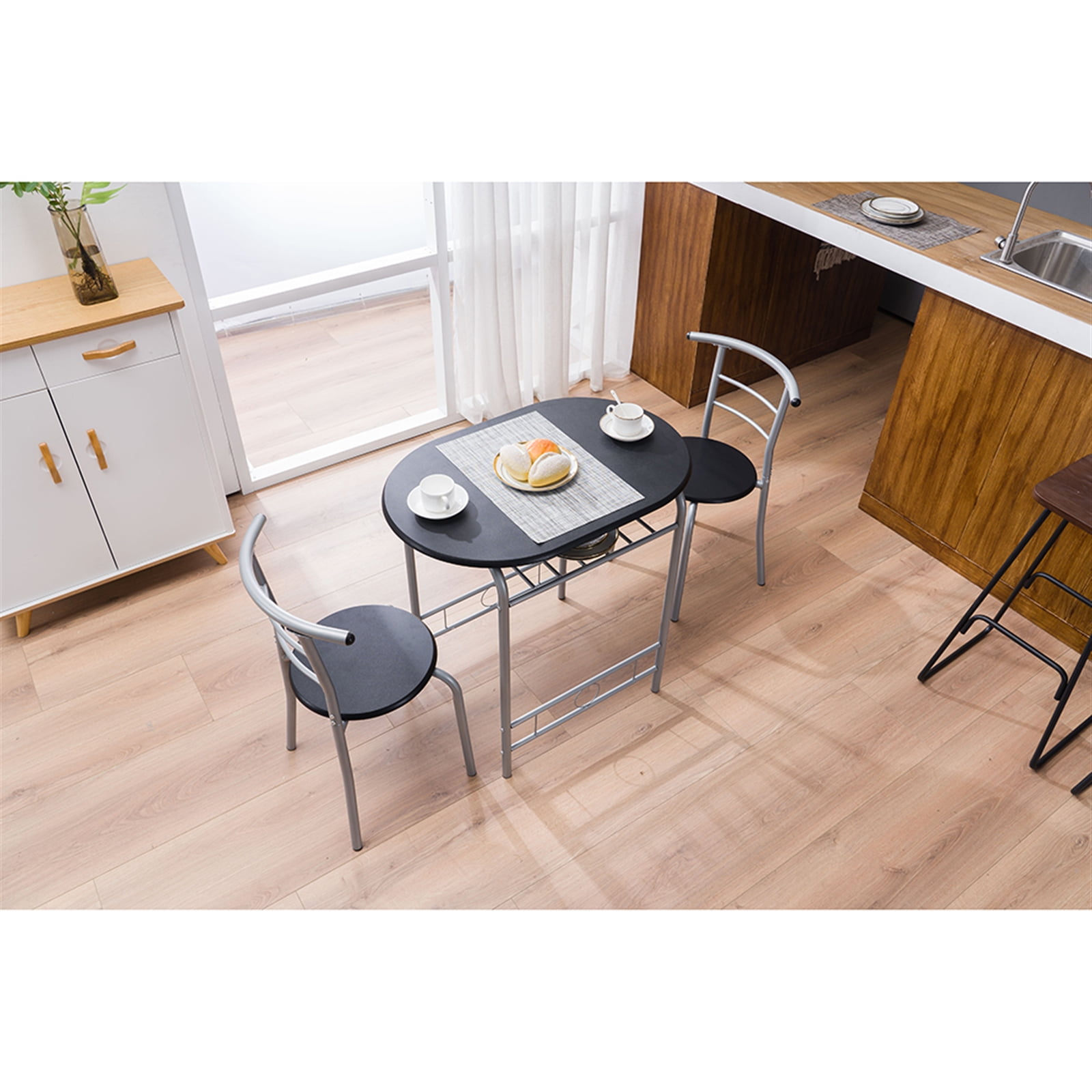 Breakfast Table Set for 2, BTMWAY Compact Oval Table Dining Set, Dining ...