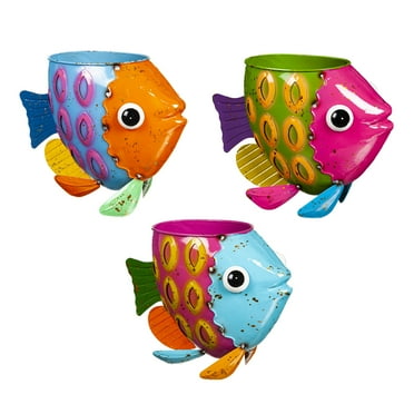 Evergreen Metal fish planter Green - Walmart.com
