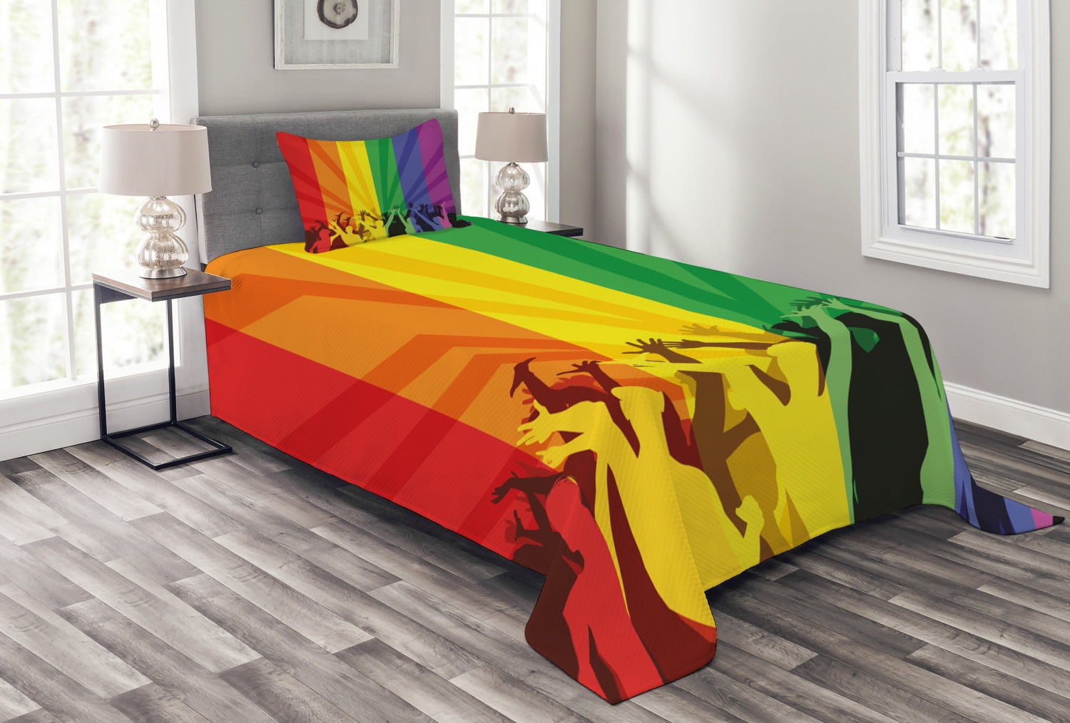 Pride Bedspread Set Twin Size, People Celebrating International Day for ...