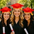 Black Paper Graduation Hats 10 Pack - Adjustable Elastic Band Cap for ...