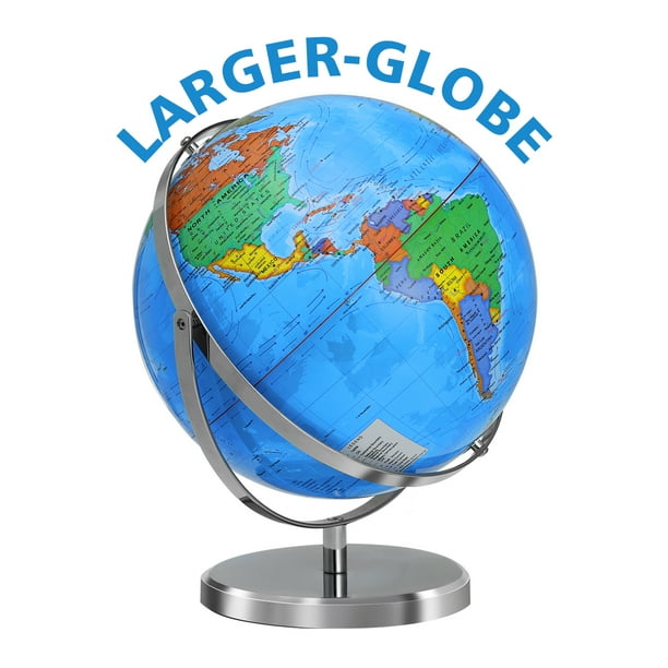 BSHAPPLUS® 15.4'' Tall Globe,Globe of the World with Stainless Stand ...