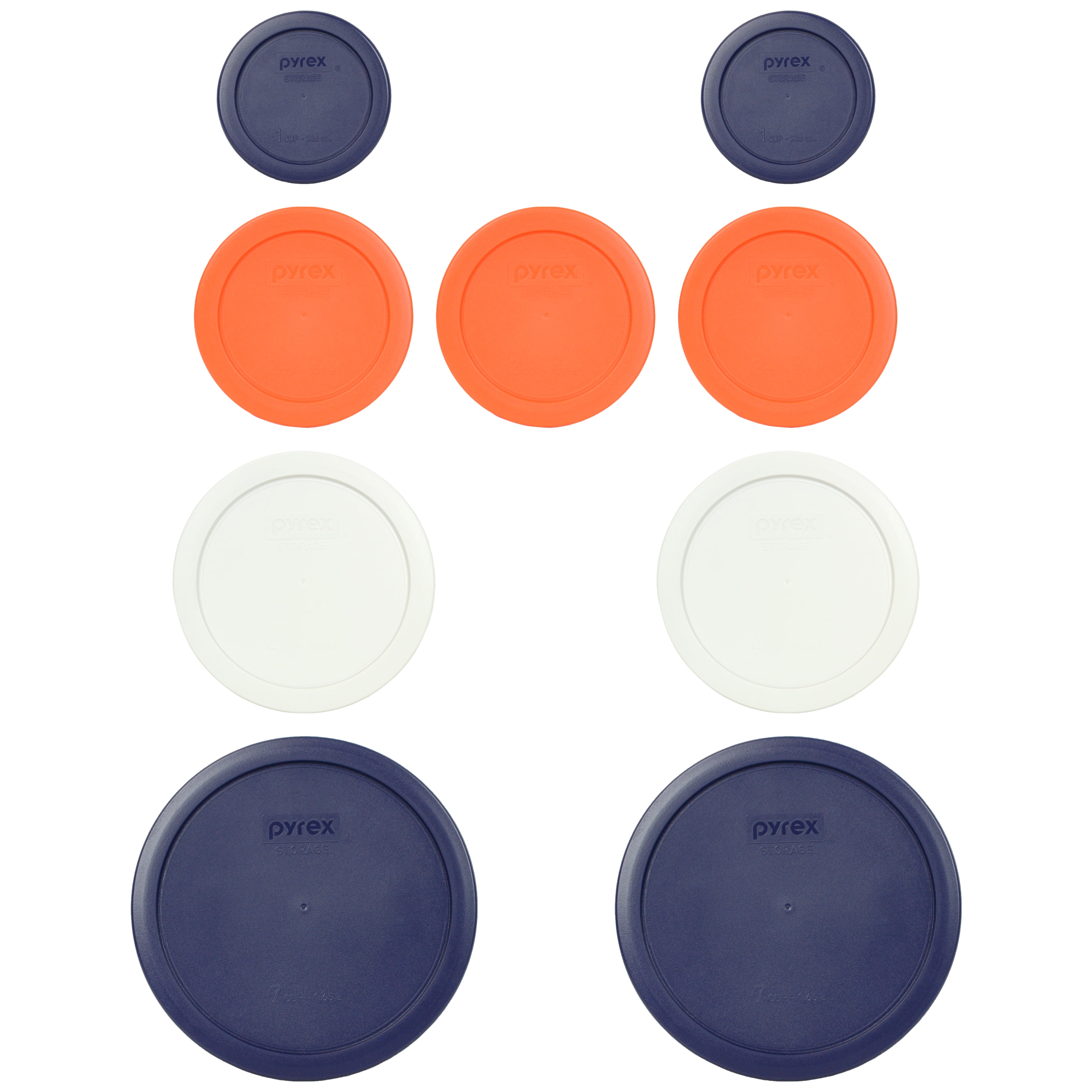 Pyrex 9 Lid Blue, Orange, and White Bundle for Pyrex Glassware ...