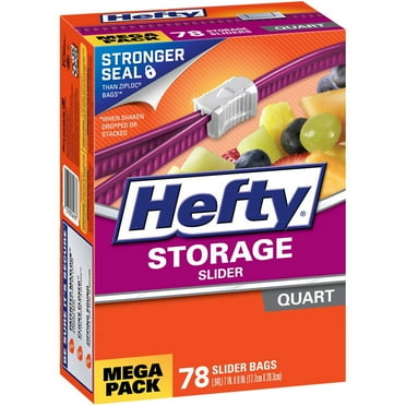 Hefty QT Slider Food Storage Bags, Quart Size, 78 Count, Pack of 1 ...
