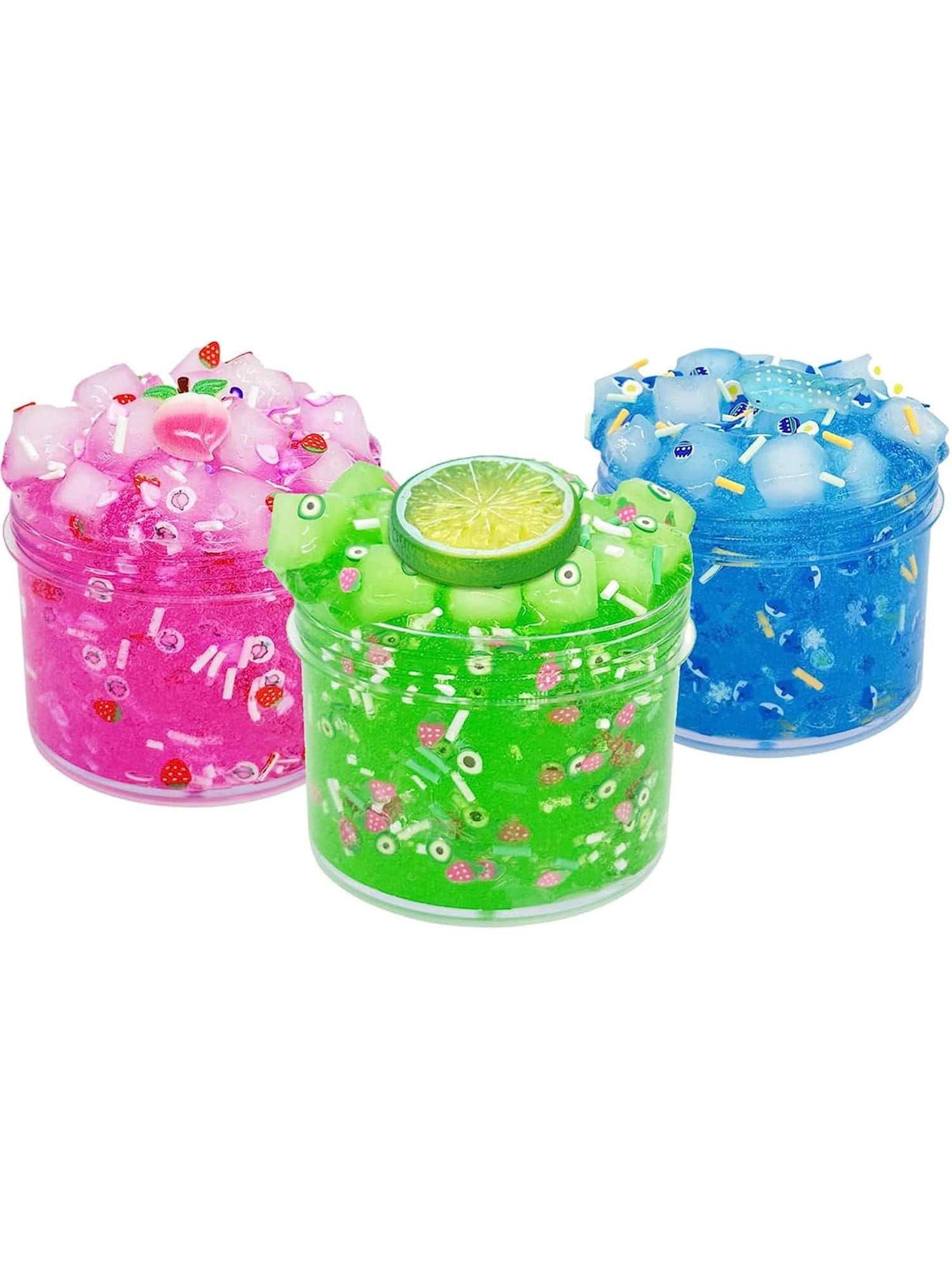 Jelly Cube Crunchy Slime 3 Pack, Clear Slime Kit Super Soft and Non ...