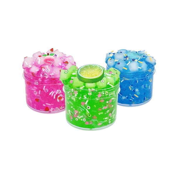 Jelly Cube Crunchy Slime 3 Pack, Clear Slime Kit Super Soft and Non ...