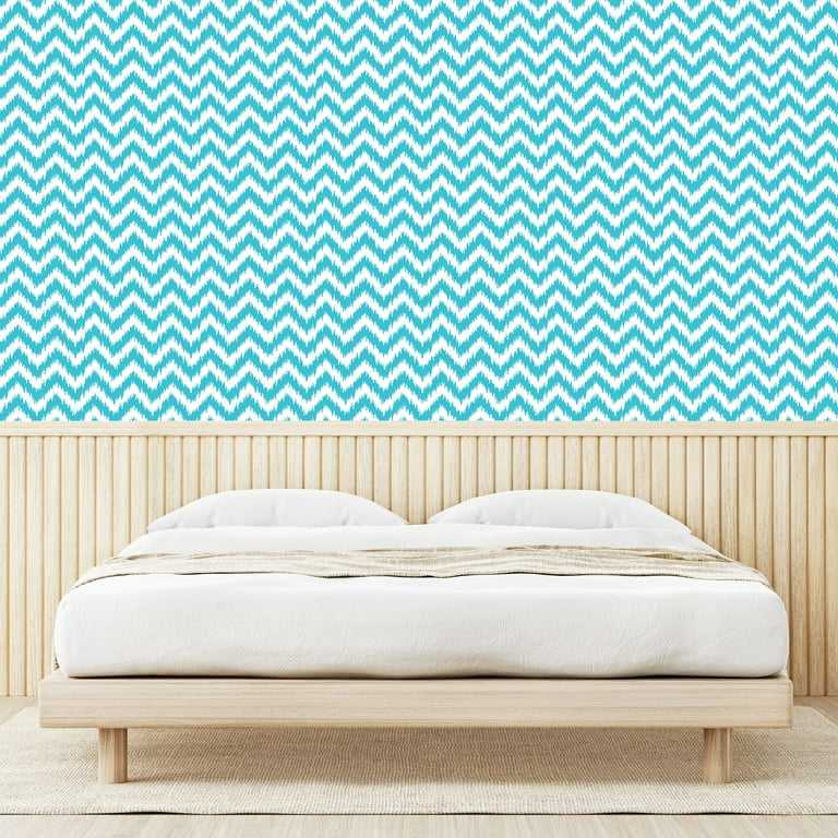 Aqua Chevron Background Peel & Stick Wallpaper 9ft X 2ft Pastel Aqua