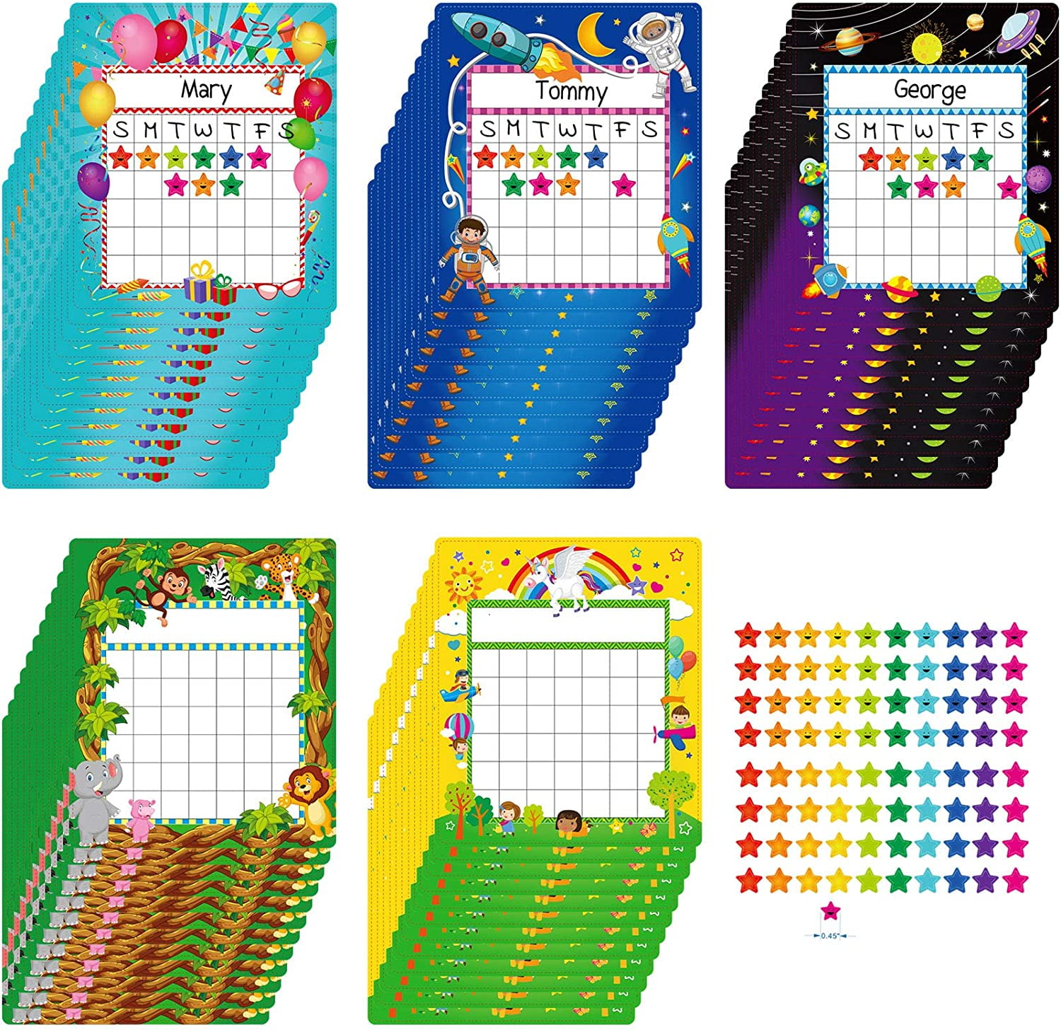 80 Incentive Chart Reward Tracking Chart, Colorful Incentive Pad in 5 ...