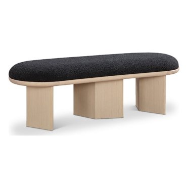Meridian Furniture Pavilion Cream Boucle Fabric Bench - Walmart.com