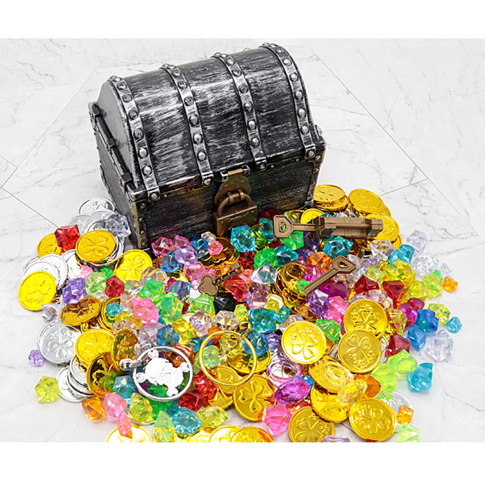 RONSHIN Antique Simulation Plastic Large Pirate Treasure Chest Children ...
