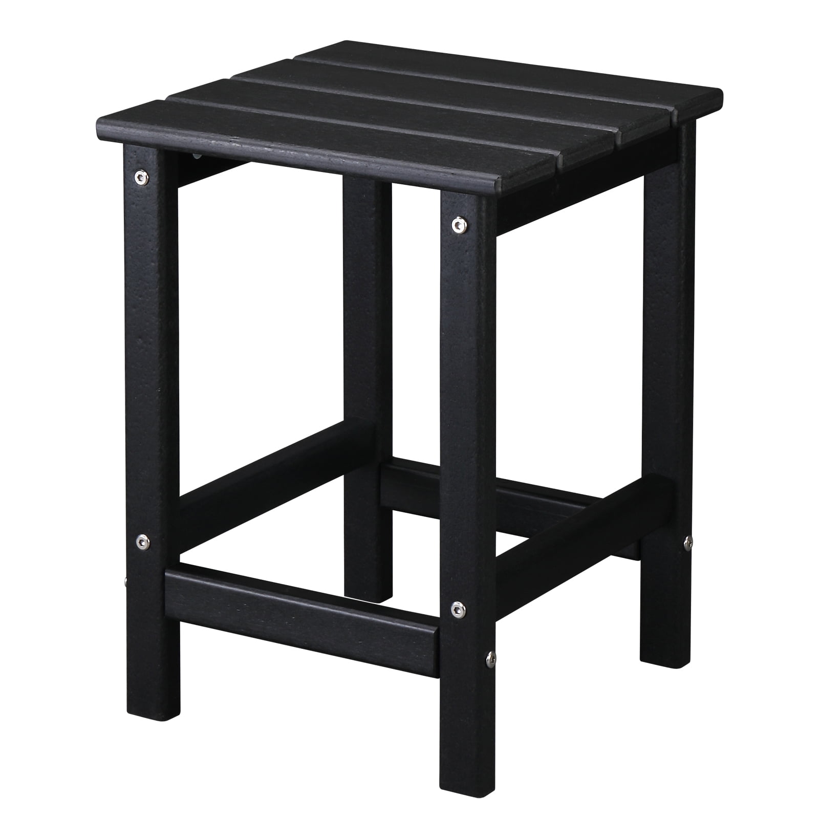iTopRoad 14 in Single Layer Square HDPE Side Table Black, Plastic End ...