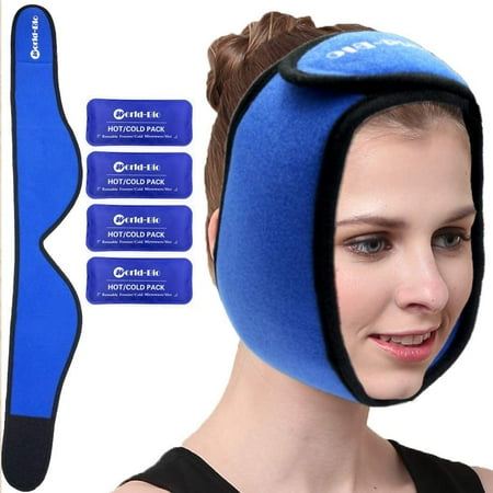 Face Ice Pack Wrap for Jaw, Head and Chin Pain - 4 Reusable Hot Cold ...