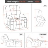 MCombo Electric Power Lift Recliner Chair 7529 for Elderly, Navy Blue ...