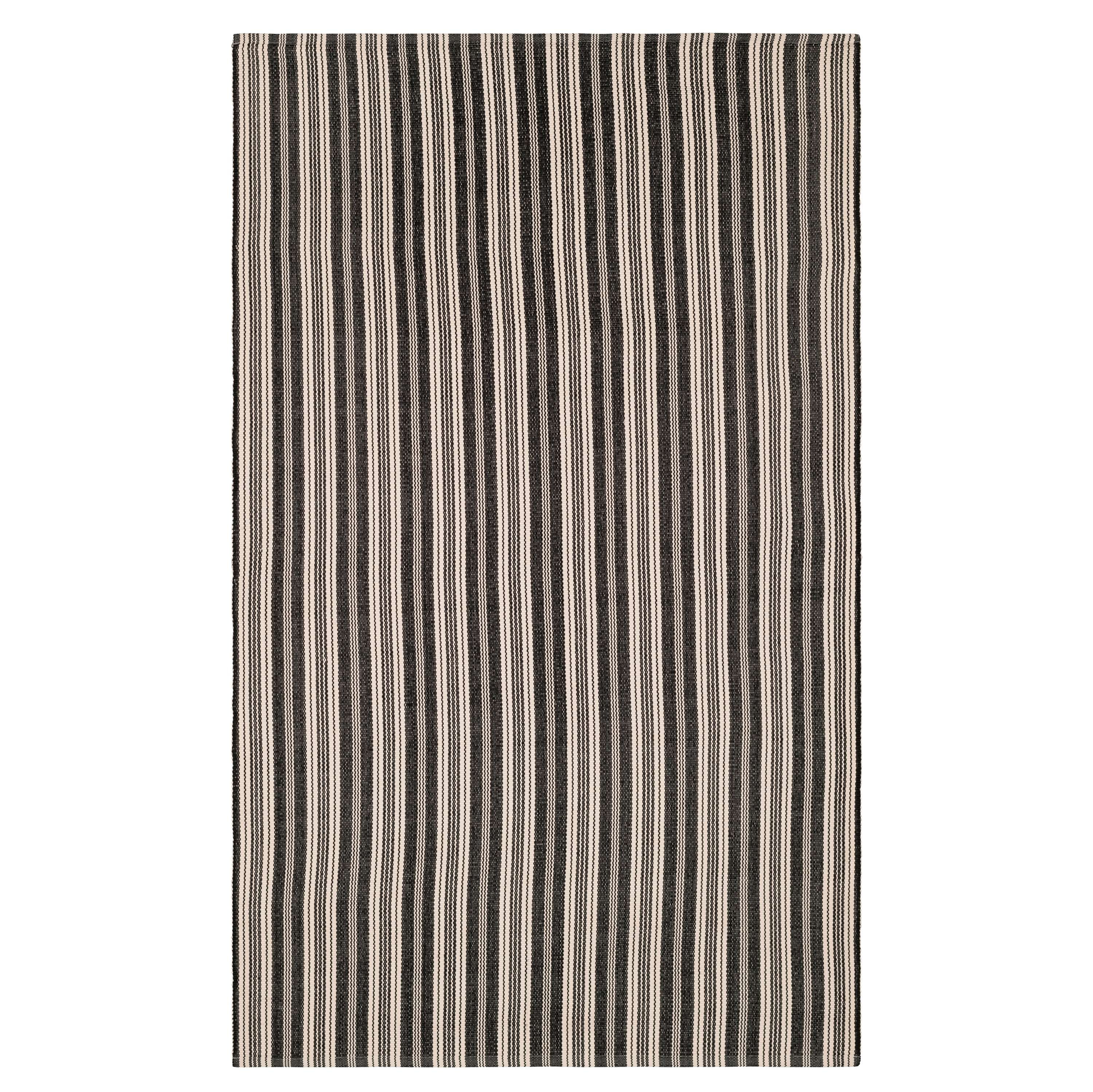 Ticking Stripe Black/Ivory Handwoven Indoor/Outdoor Rug, 5' x 8 ...