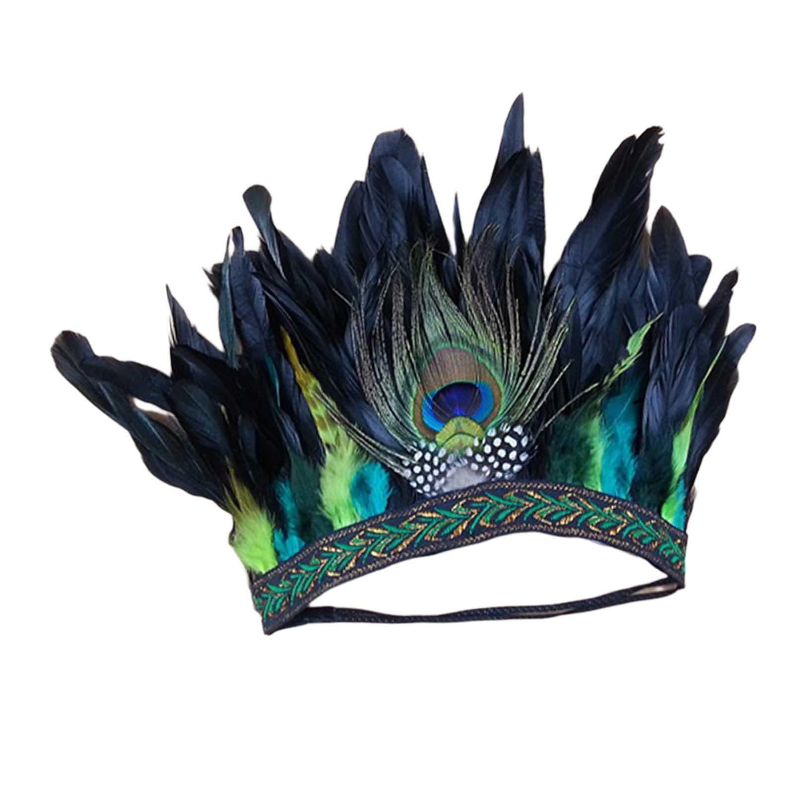 Disfraz nacional de pavo real con plumas, corona india, tocado ...