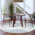 Light Blue Coastal Round Area Rug 6 FT,Non Slip Bedroom Rugs,Coral ...