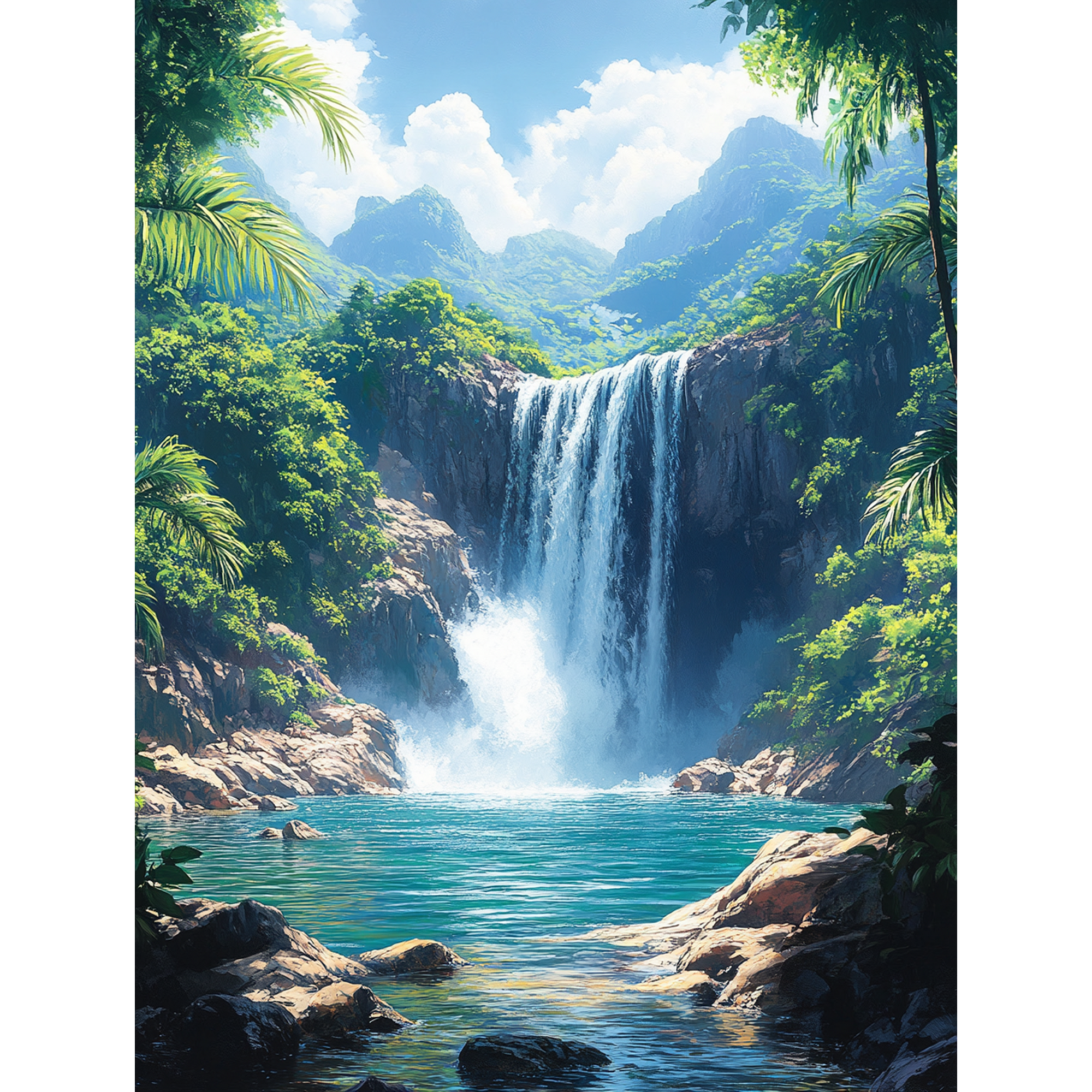 Click here for Qisvanset Jungle Waterfall Canvas Print/Wall Art，... prices