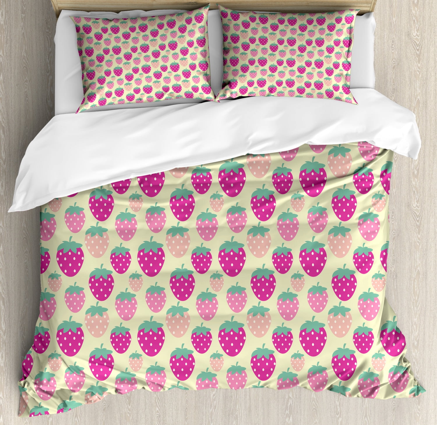 Strawberry King Size Duvet Cover Set, Graphic Pattern of Sweet ...