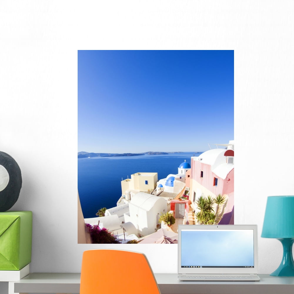 Santorini Greek Island Scene Wall Mural by Wallmonkeys Peel and Stick ...
