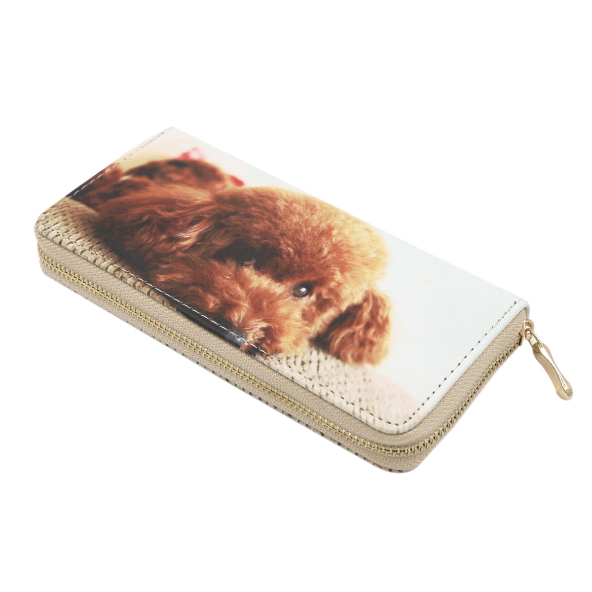 Premium Puppy & Kitty Animal Print PU Leather Zip Around Wallet ...