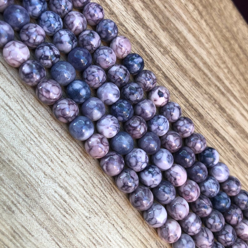 Natural Lavender Imperial Jasper Gemstone Beads, Round 6mm Beads For ...