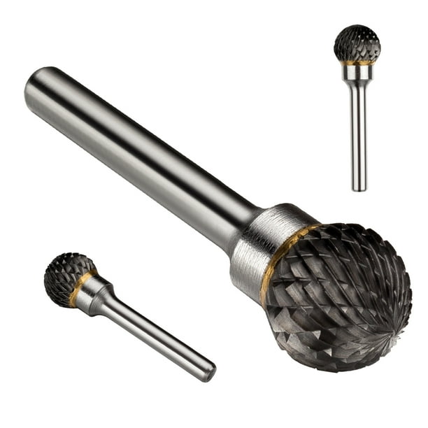 Double Cut Tungsten Carbide Rotary File 5/8" Head 6mm Shank Ball Shaped ...